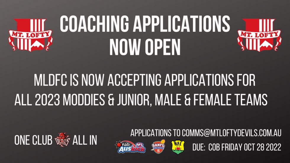 JUNIOR COACHING APPLICATIONS OPEN | Mt Lofty Devils Wordpress